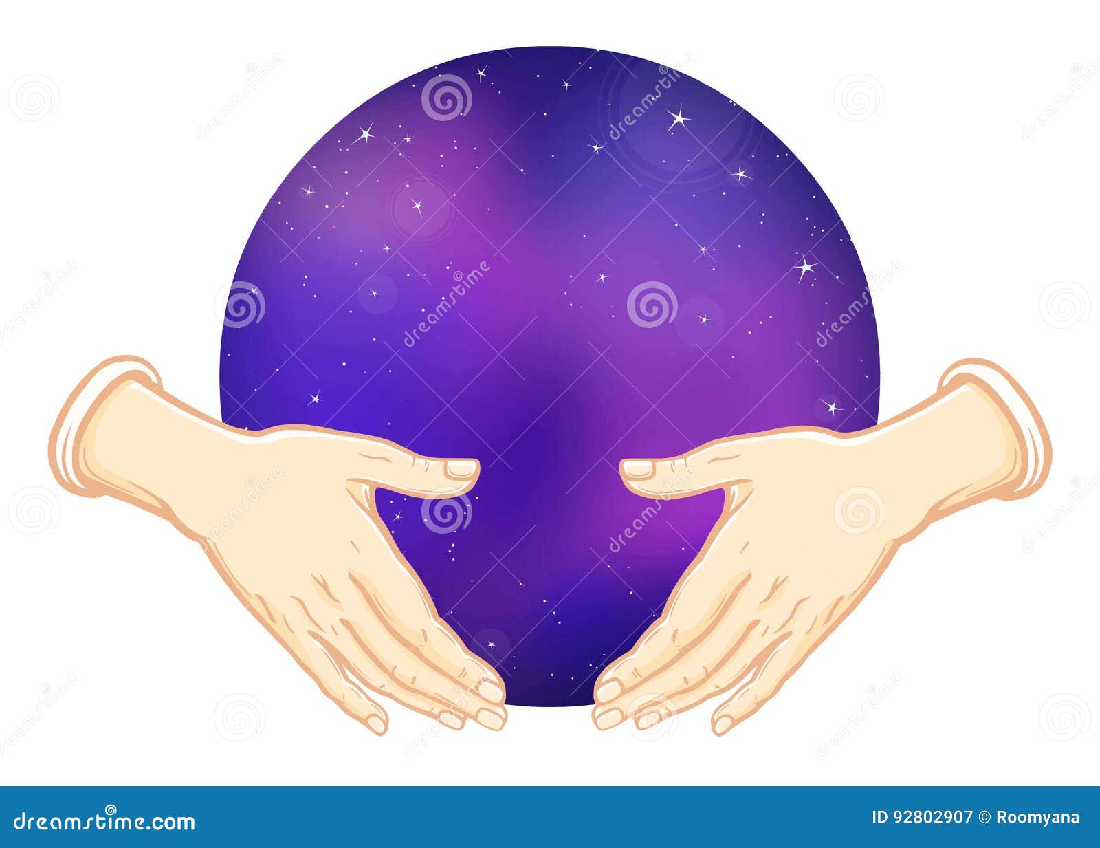 Human Hands Hold the Sphere Symbolizing the Space. Stock Vector ...