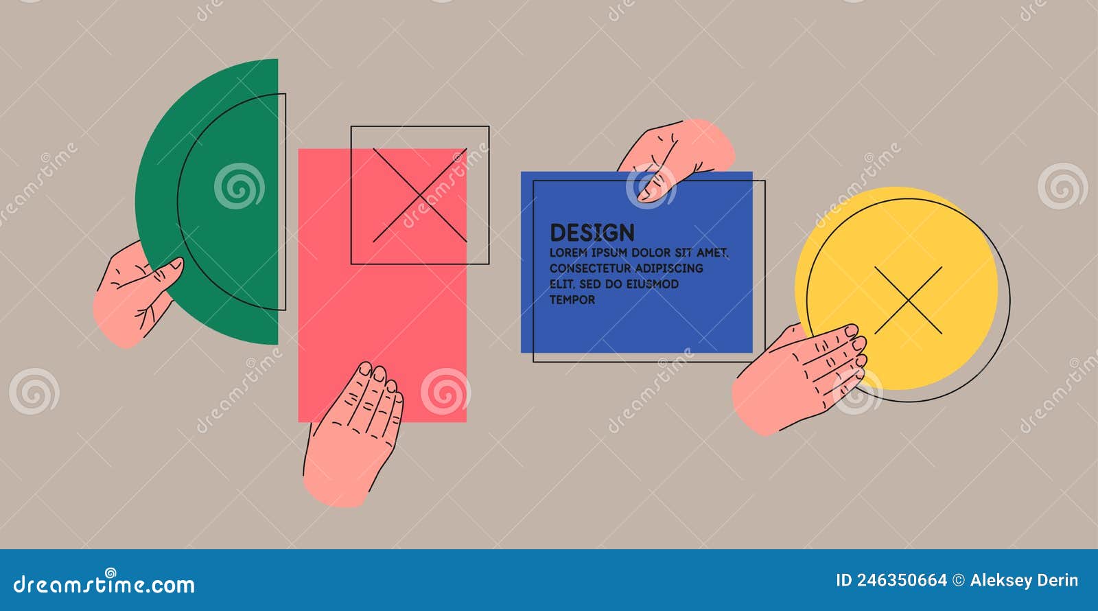 Human Hands Hold Various Geometric Flat Shapes. a Set of Isolated ...