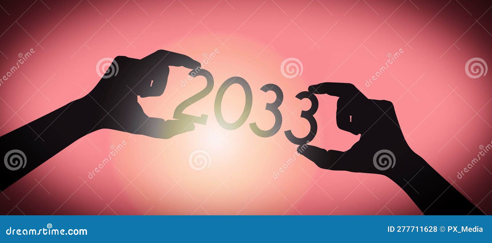 2033 - Human Hands Holding Black Silhouette Year Number Stock ...