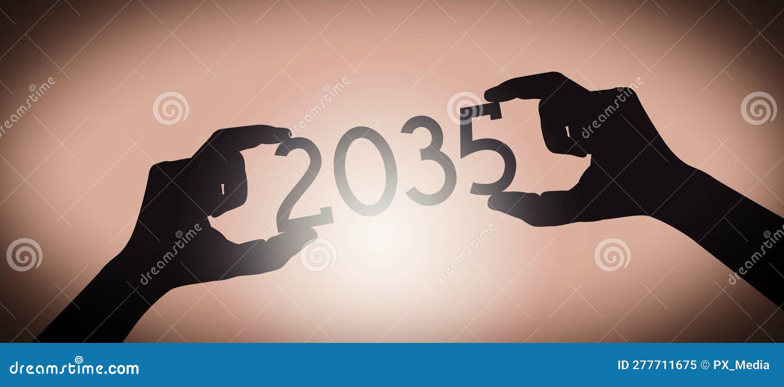 2035 - Human Hands Holding Black Silhouette Year Number Stock ...