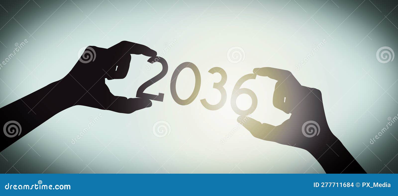 2036 - Human Hands Holding Black Silhouette Year Number Royalty-Free ...
