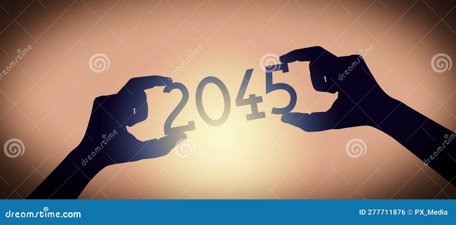 2045 - Human Hands Holding Black Silhouette Year Number Royalty-Free ...