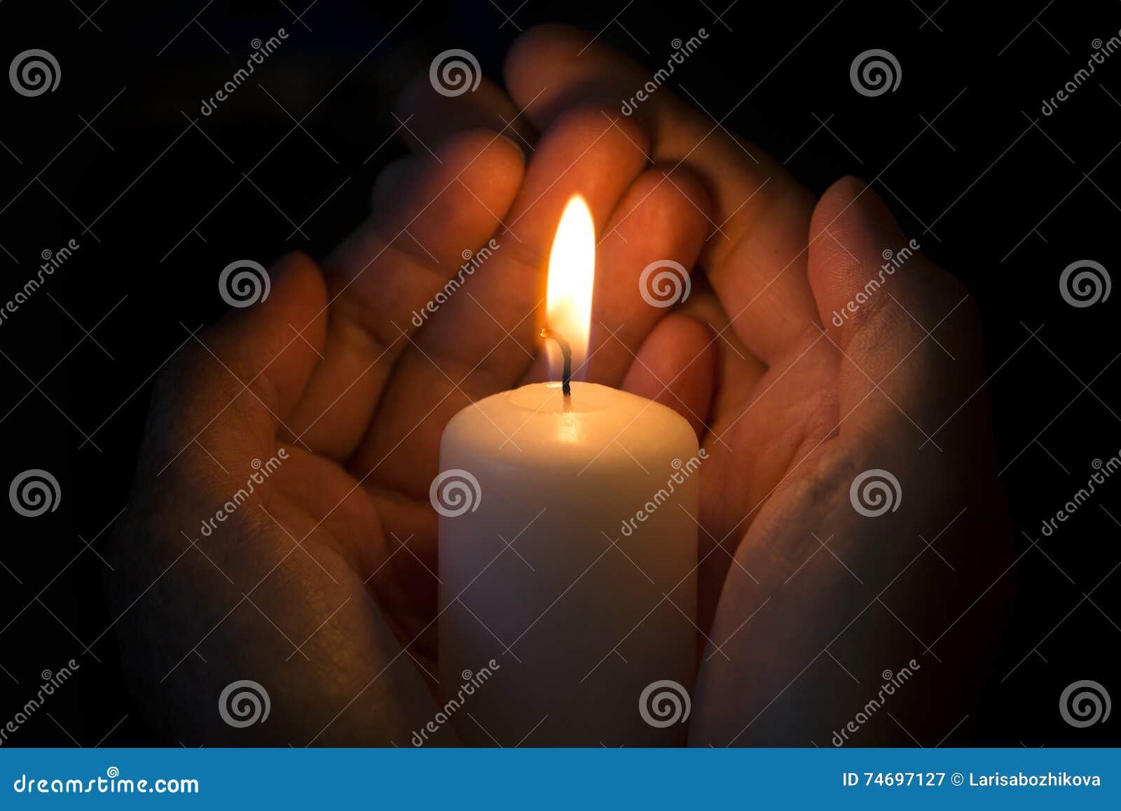 Human Hands Holding a Burning Candle Stock Image - Image of glowing ...