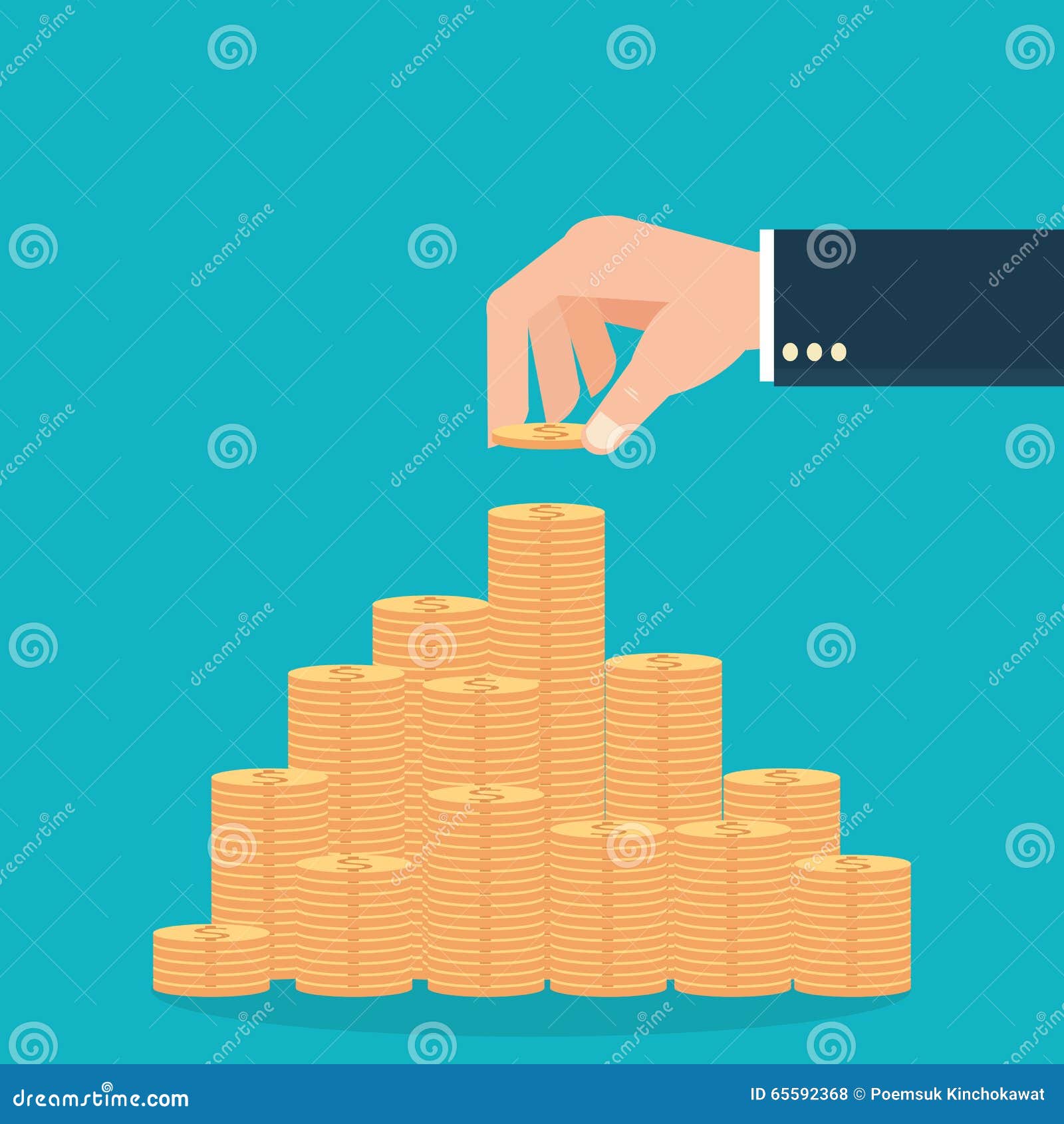 Human Hands Holding Coins and Build Coin Graph. Stock Vector ...