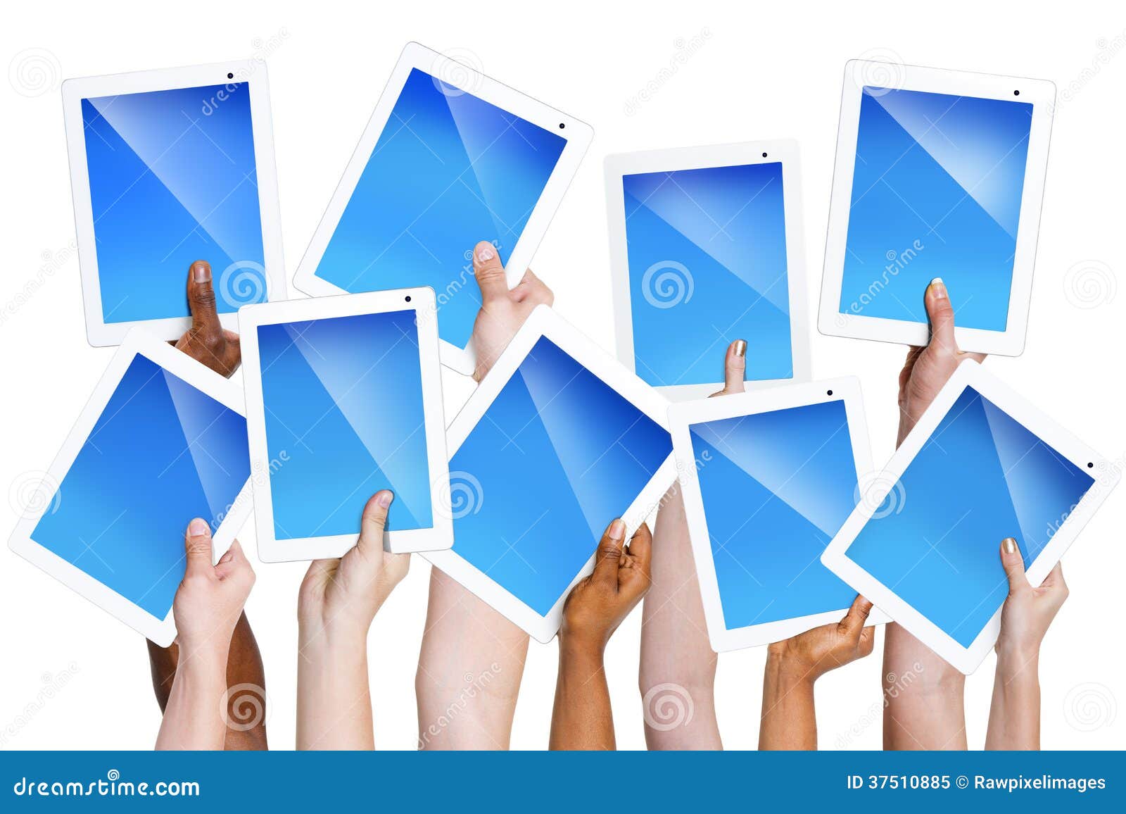 Human Hands Holding Digital Tablets Stock Image - Image of community ...