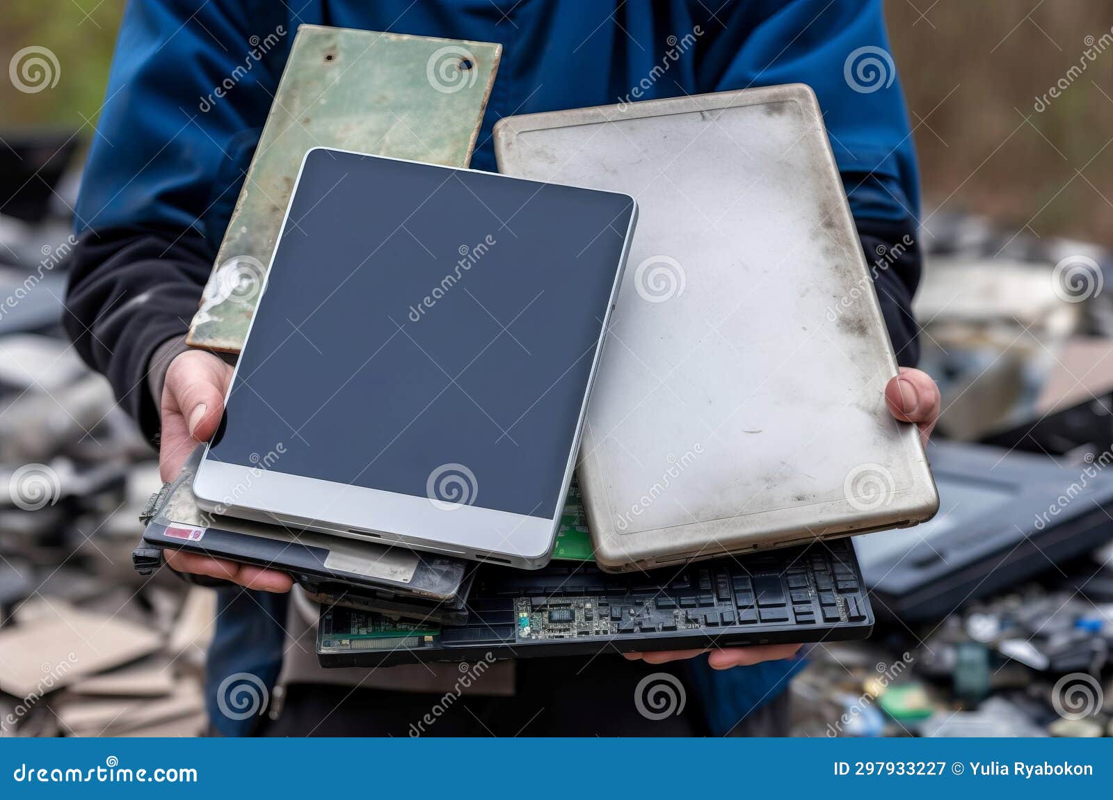 Human Hands Holding Electronic Waste. Generate Ai Stock Image - Image ...