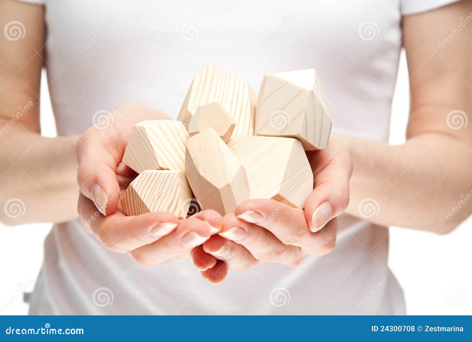 Human Hands Holding Heap of Wooden Blocks Stock Photo - Image of female ...