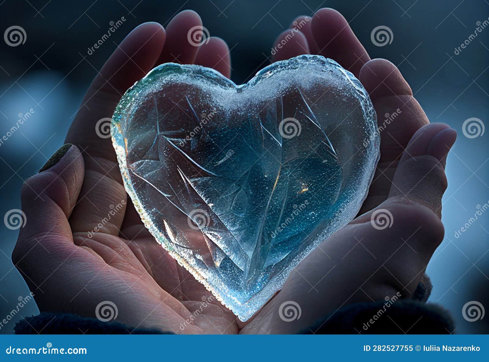 Human Hands Holding a Heart Made of Ice. AI Generated Stock ...