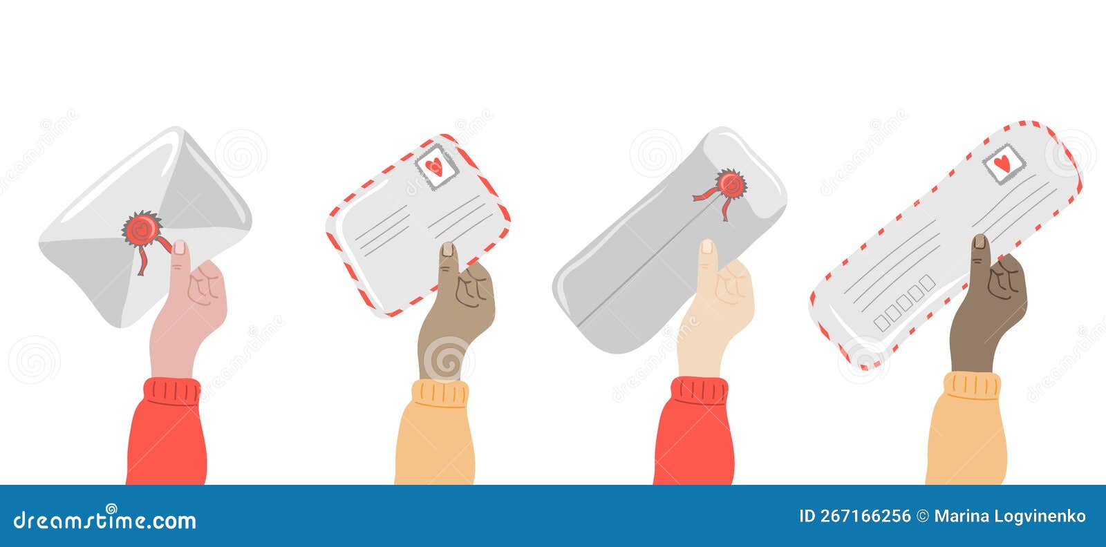 Human Hands Holding Mail Envelopes Stock Vector - Illustration of ...