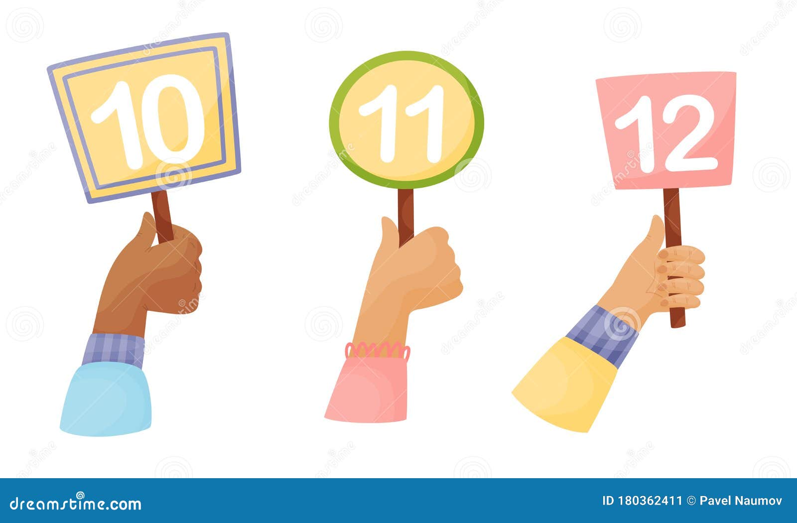 Human Hands Holding Score Cards Isolated on White Background Vector Set ...