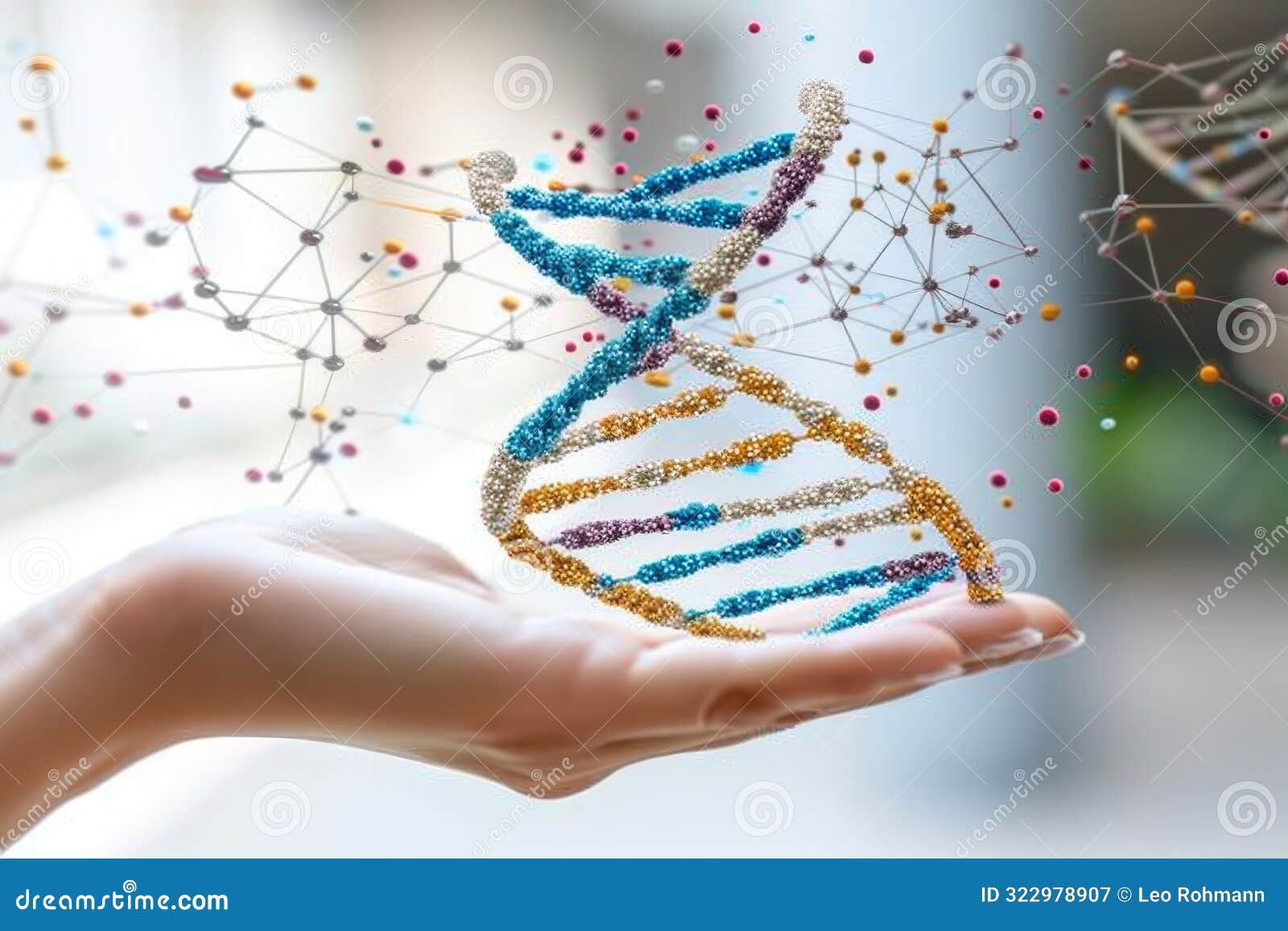 Human Hands Holding a Sparkling Multifaceted DNA Model, Emphasizing ...