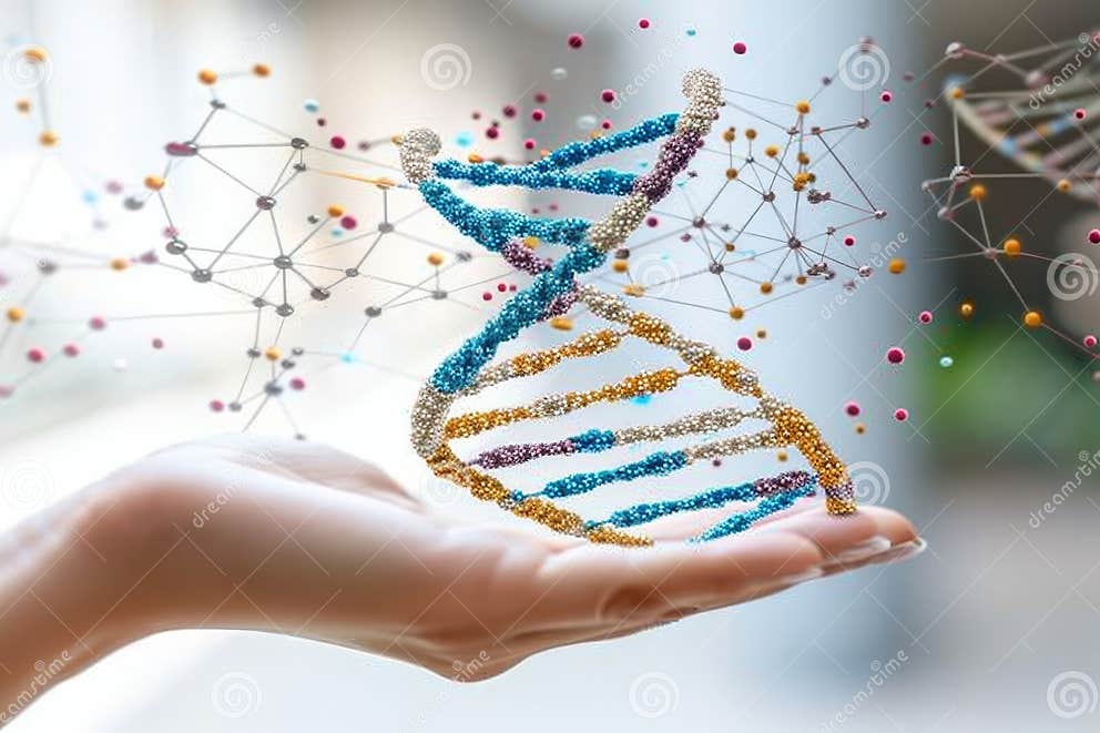 Human Hands Holding a Sparkling Multifaceted DNA Model, Emphasizing ...