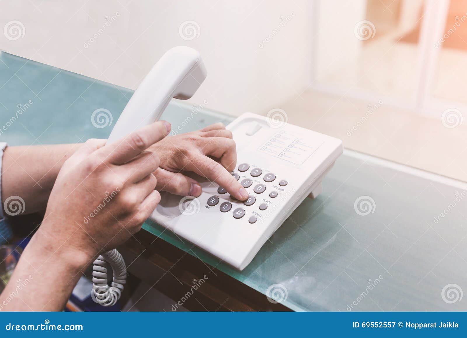 Human Hands Holding Telephone Handle and Dialing Stock Image - Image of ...