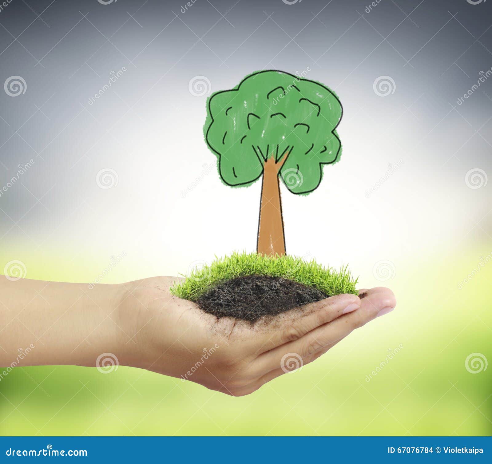 Human hands holding tree stock illustration. Illustration of bonsai ...