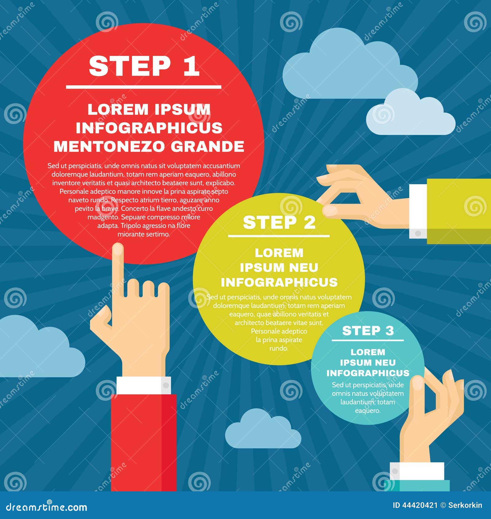 Human Hands with Infographic Round Blocks - Vector Concept Illustration ...