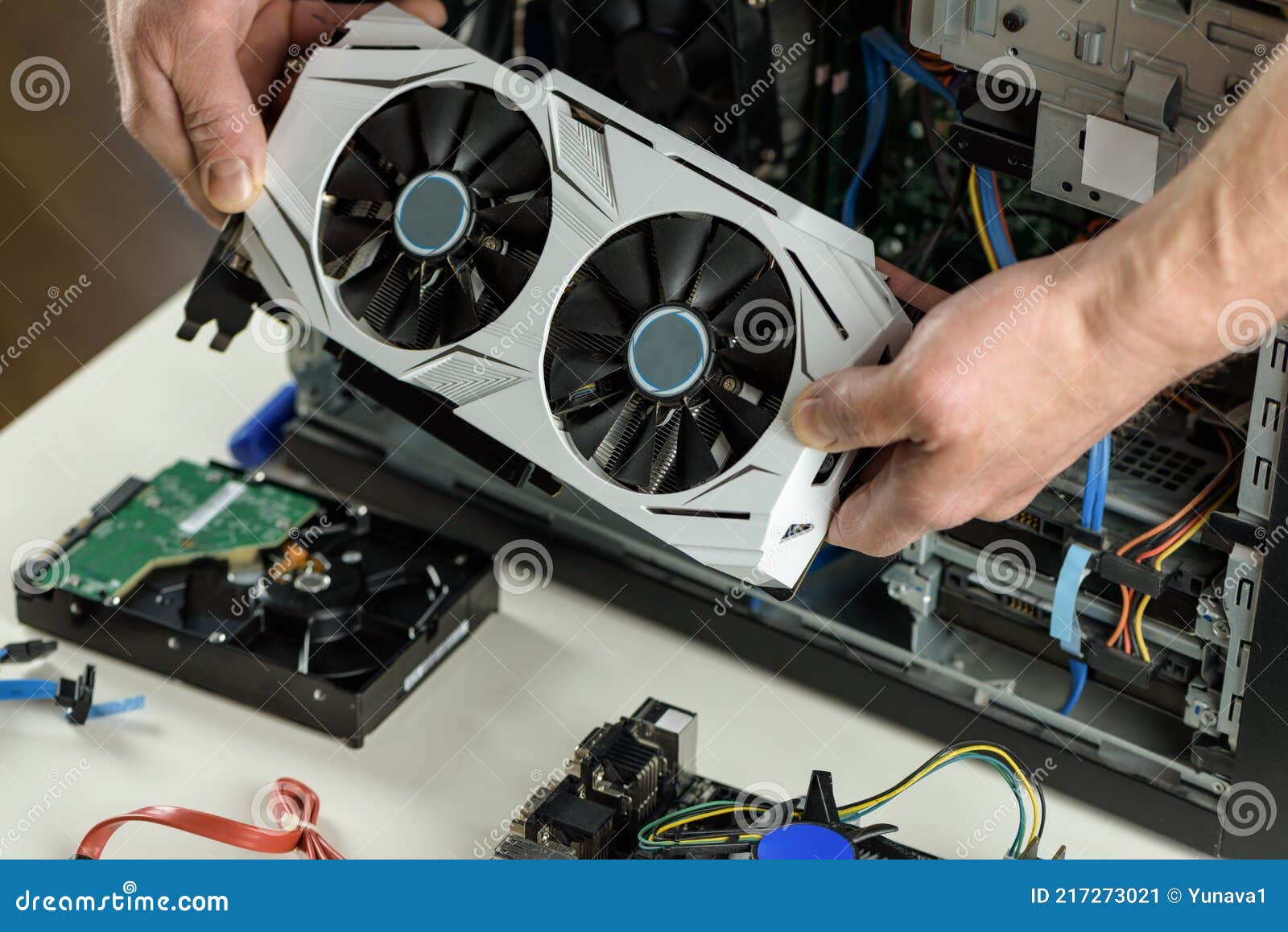 Human Hands are Inserting a Video Card Stock Image - Image of human ...
