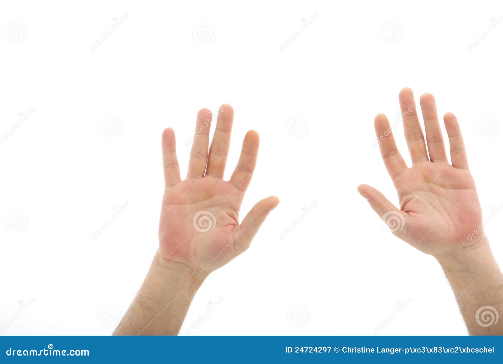 Human Hands Isolated on White Stock Image - Image of splayed, raised ...