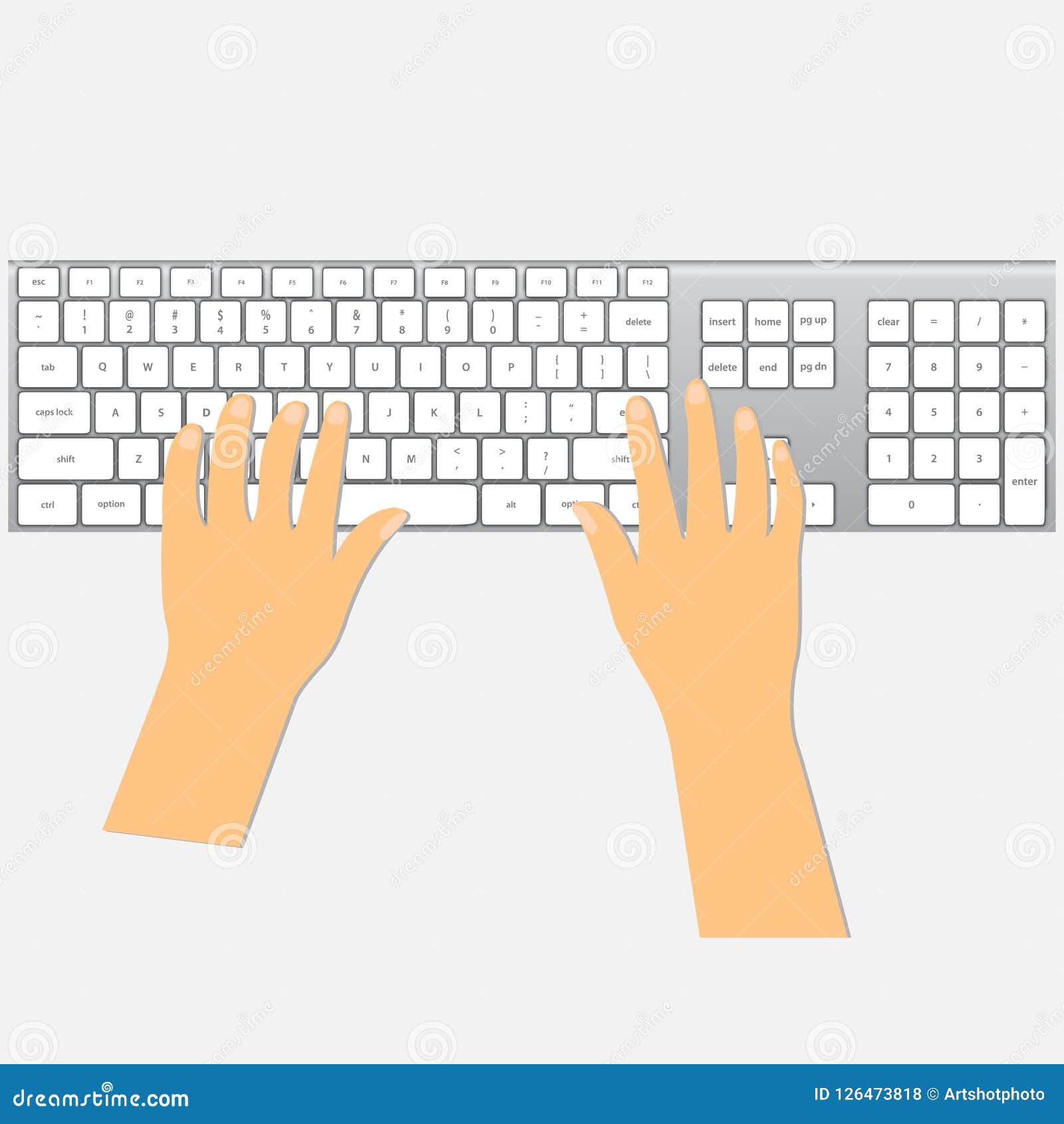 Human hands on keyboard stock illustration. Illustration of input ...