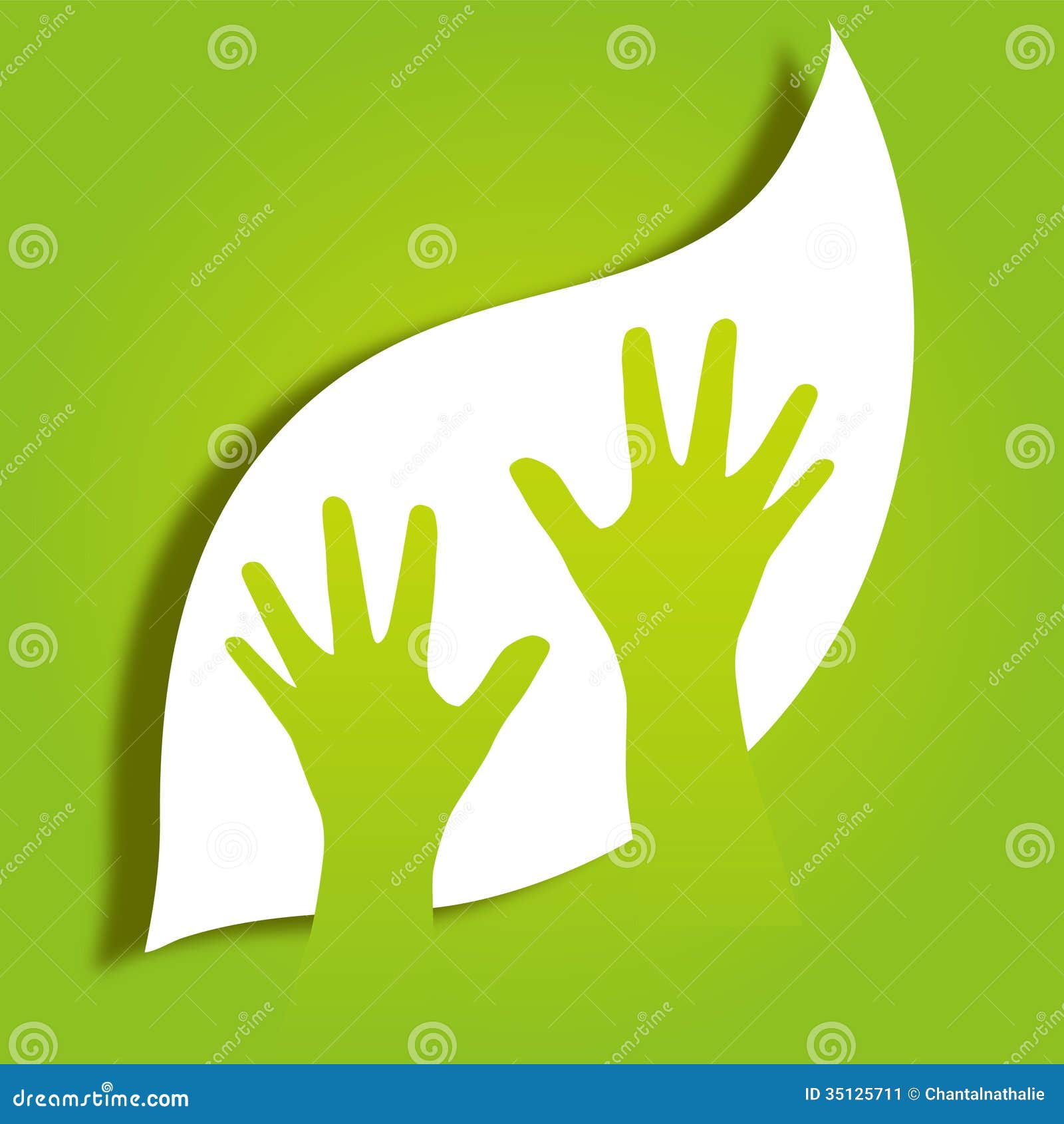Human hands with leaf stock vector. Illustration of hand - 35125711
