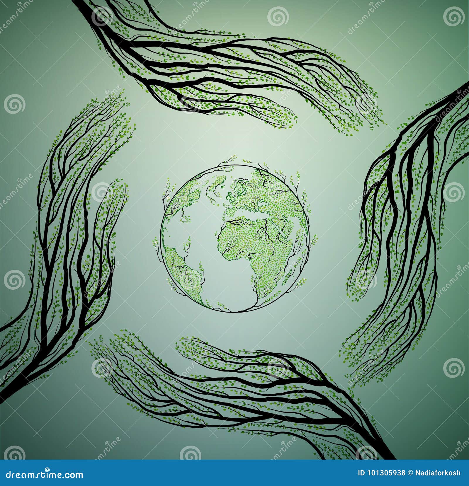 Human Hands Look Like Tree Branches and Take Care of Earth Nature ...