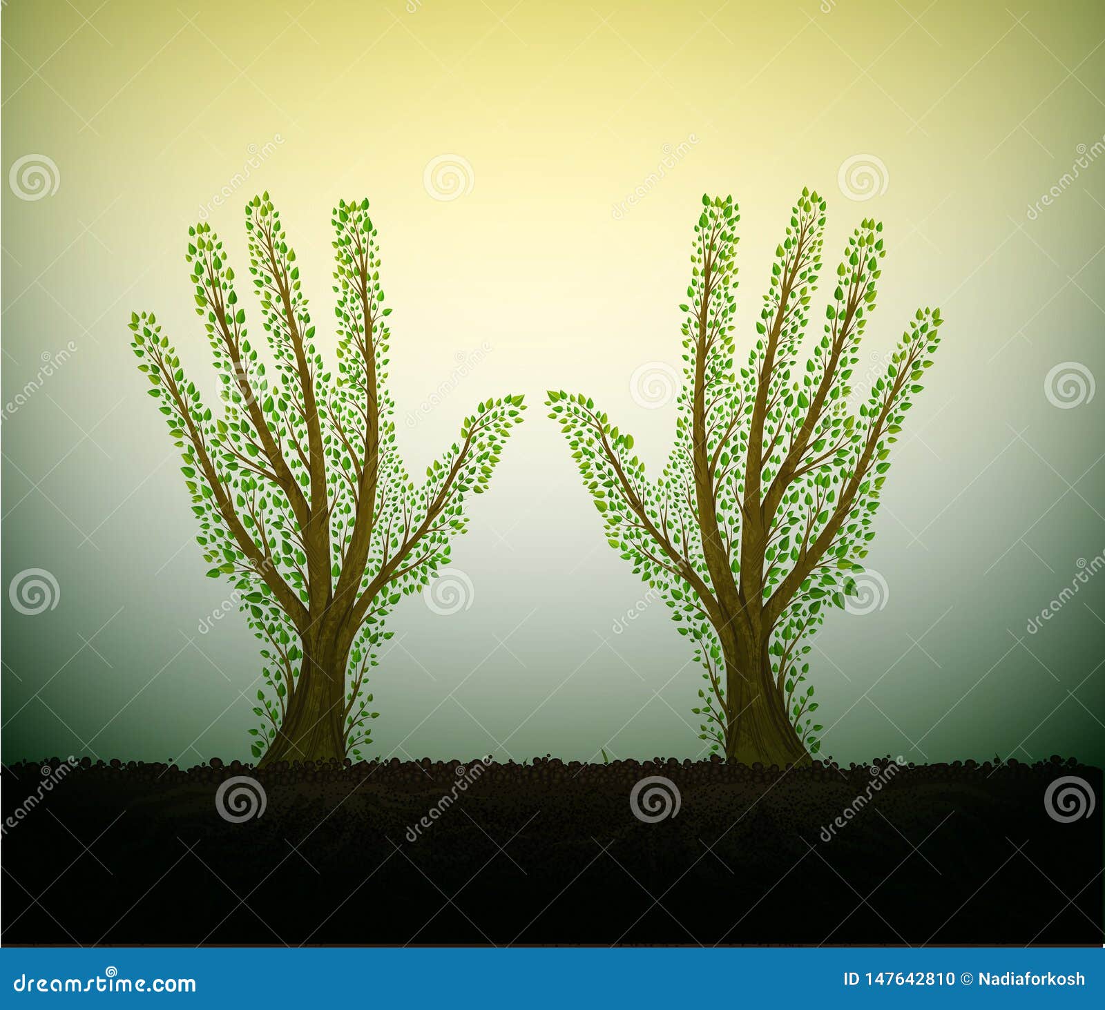 Human Hands Look Like Tree with on Soil and Stretching To the Sun, Help ...
