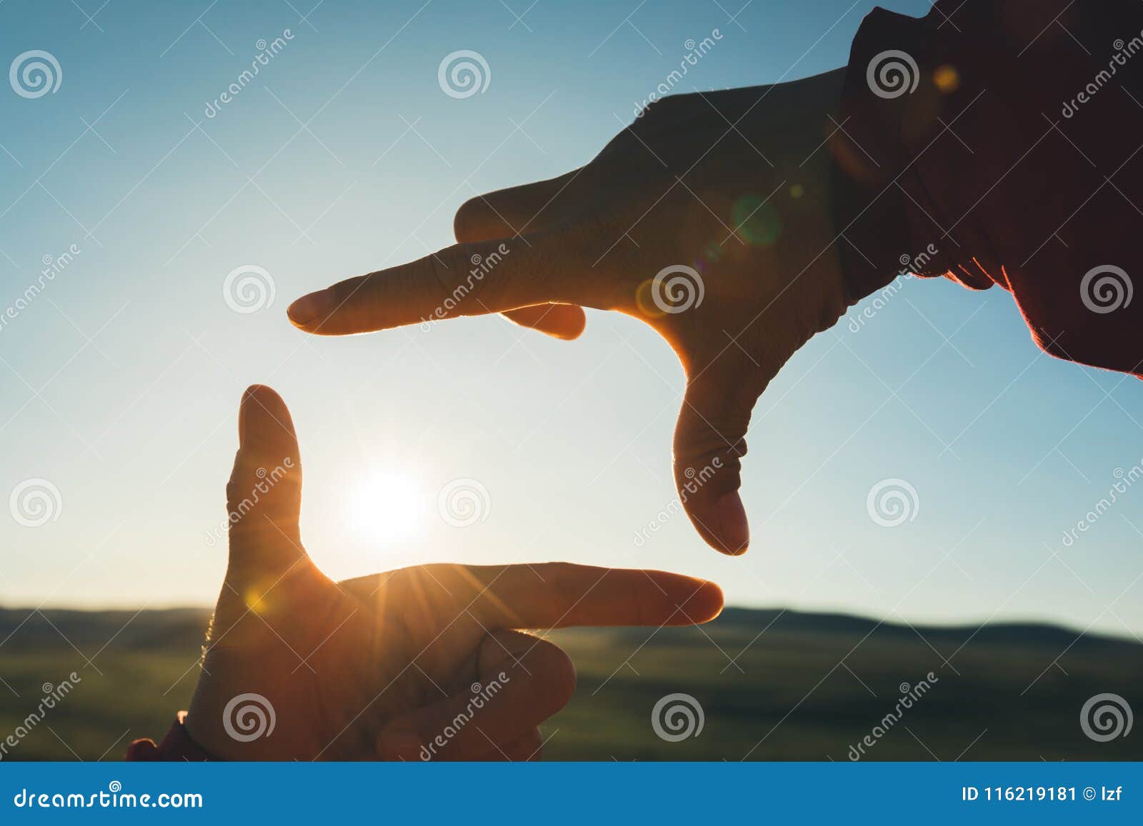 Human Hands Making a Frame Sign Stock Image - Image of sunset, nature ...
