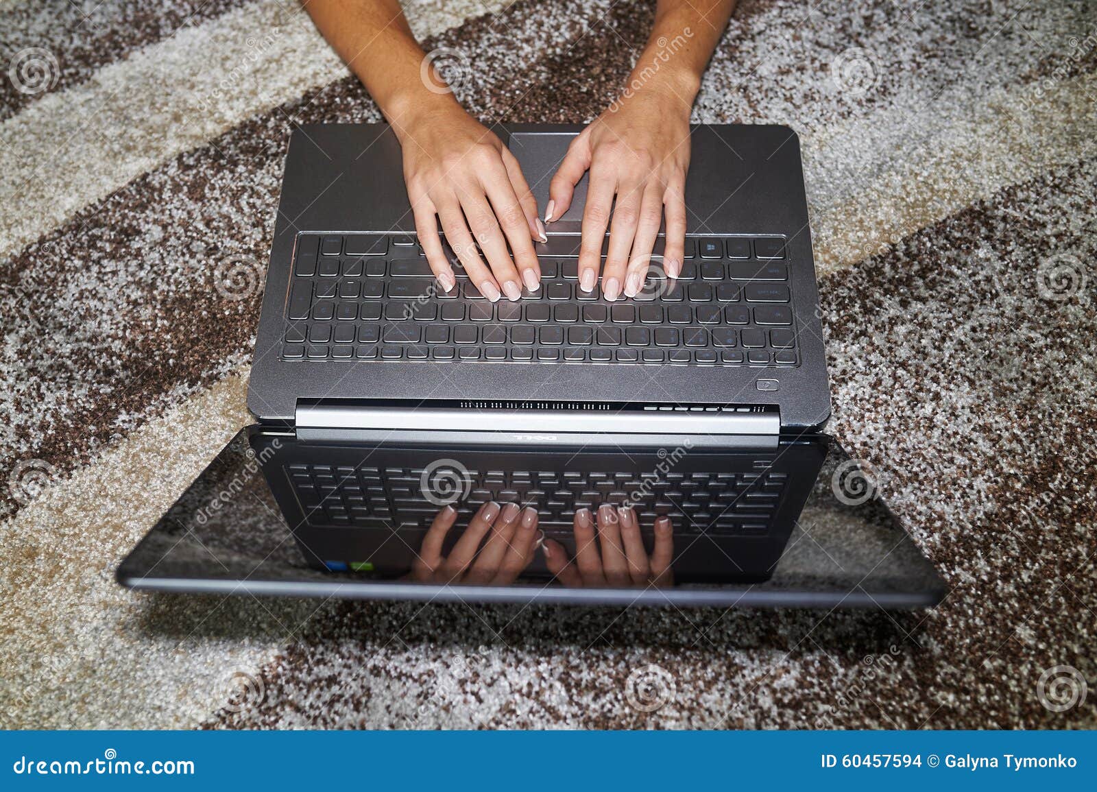 Human Hands Over Laptop Keypad during Typing Stock Photo - Image of ...