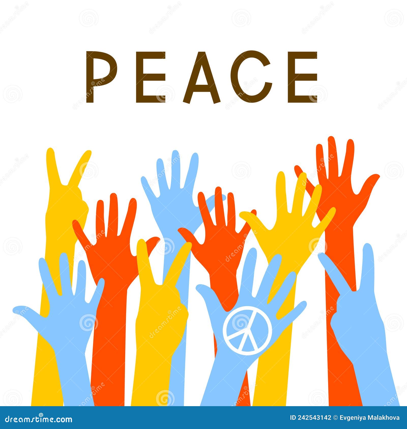 Human Hands with Pacific Symbol - Concept of Rally for Peace Stock ...