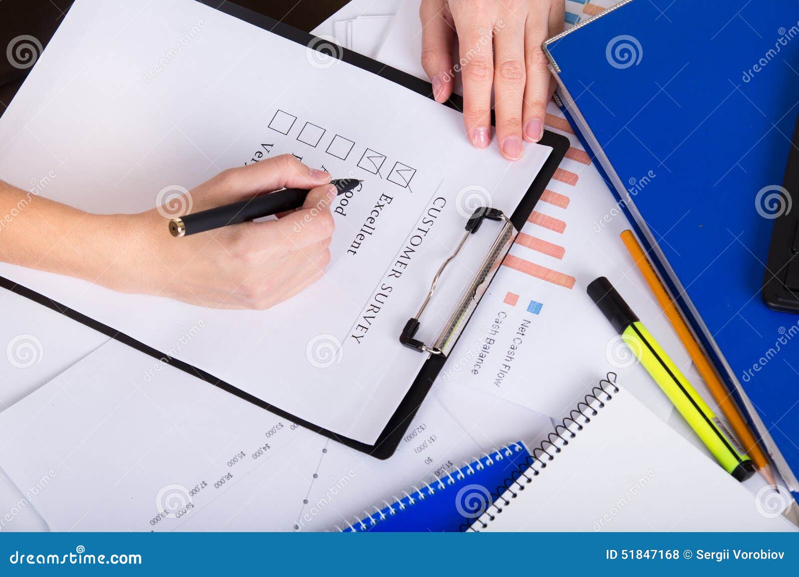 Human Hands with Pen Filling Customer Survey Stock Photo - Image of ...