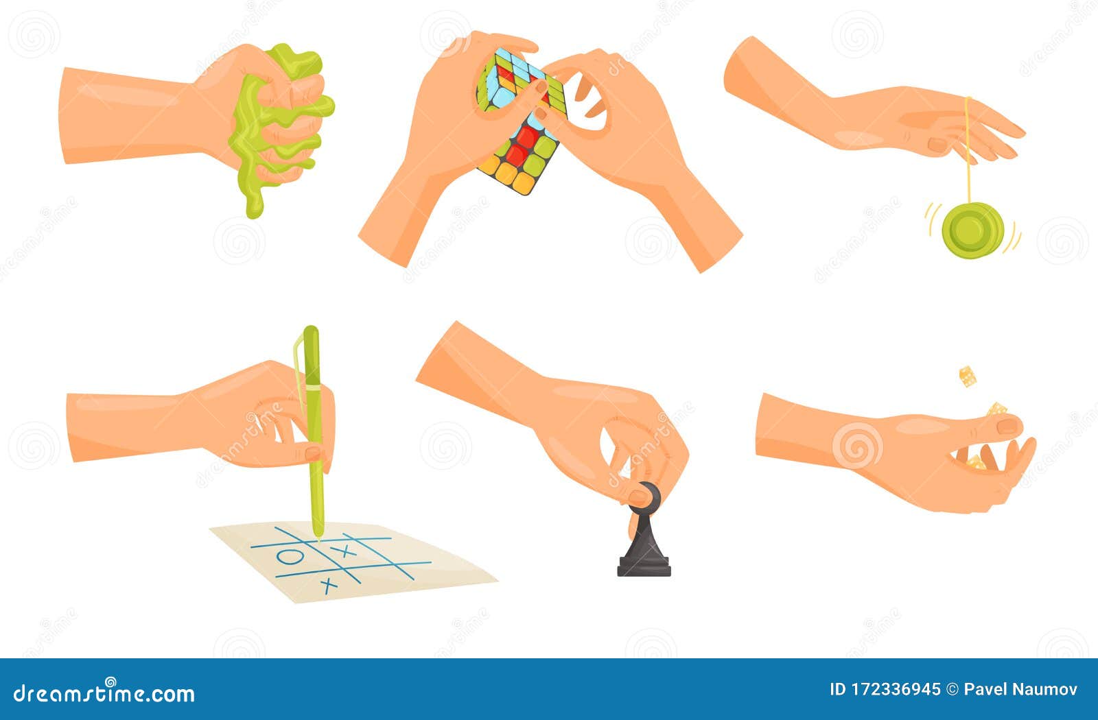 Human Hands Playing Different Games Like Hungarian Cube and Chess ...