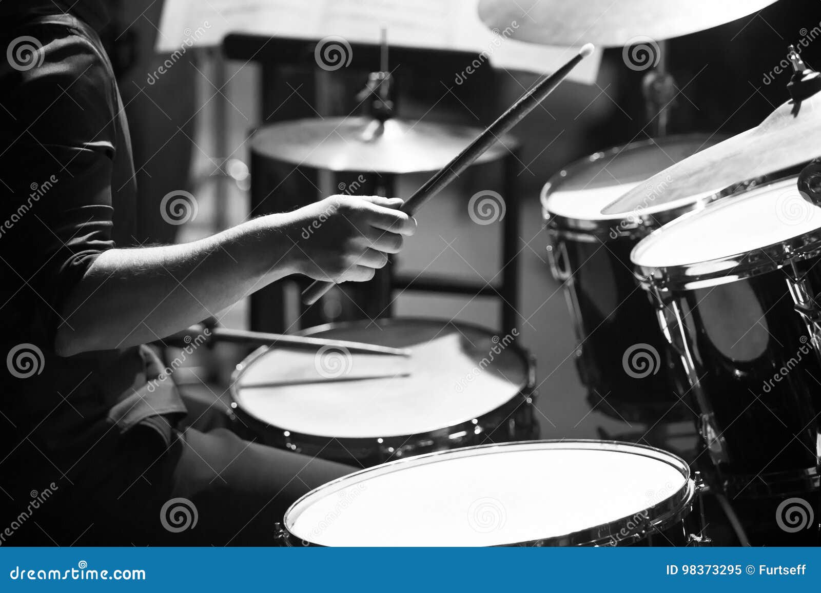 Human Hands Playing the Drum Kit Stock Image - Image of percussion ...