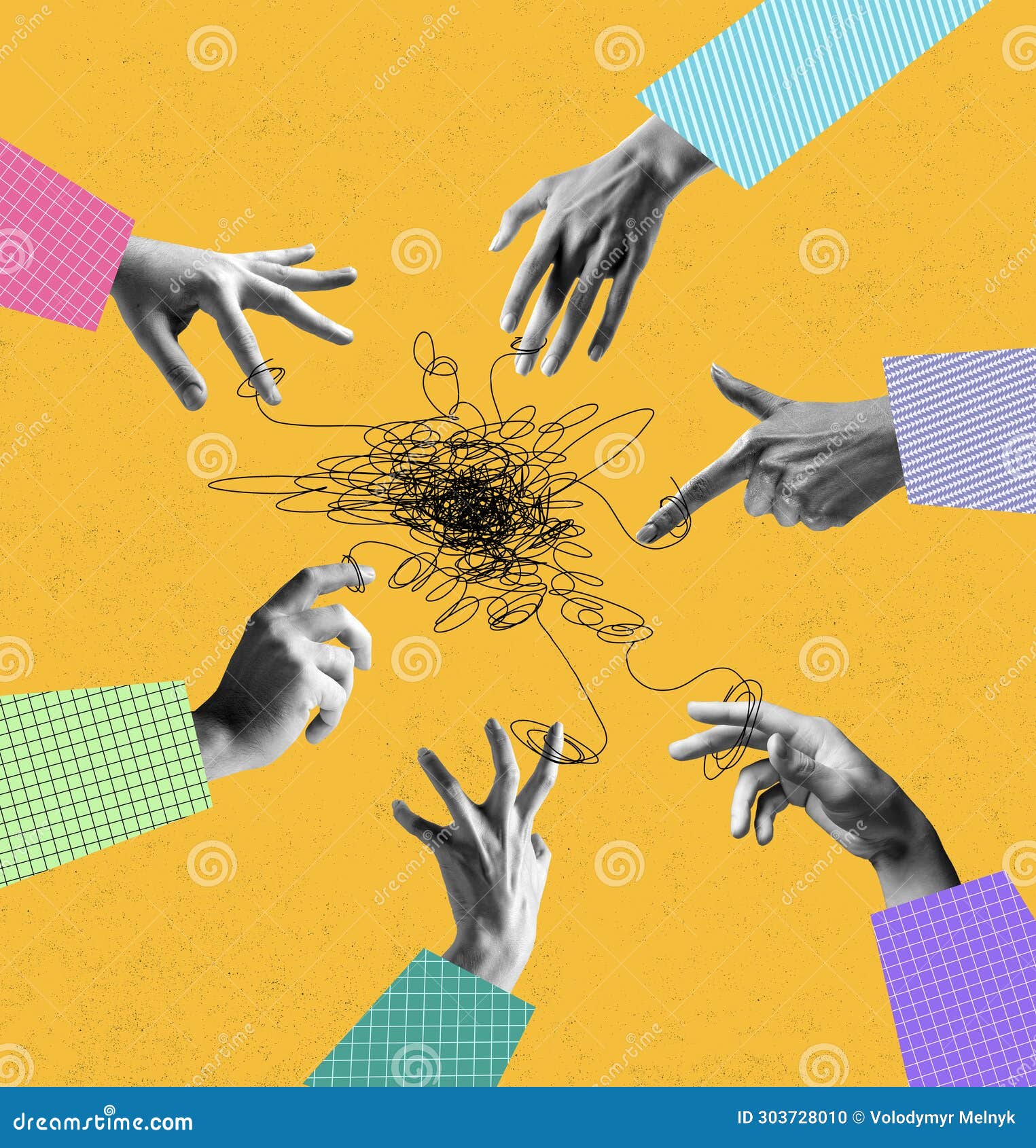 Human Hands Pointing at Tangled Drawn Piece Symbolizing Work on ...