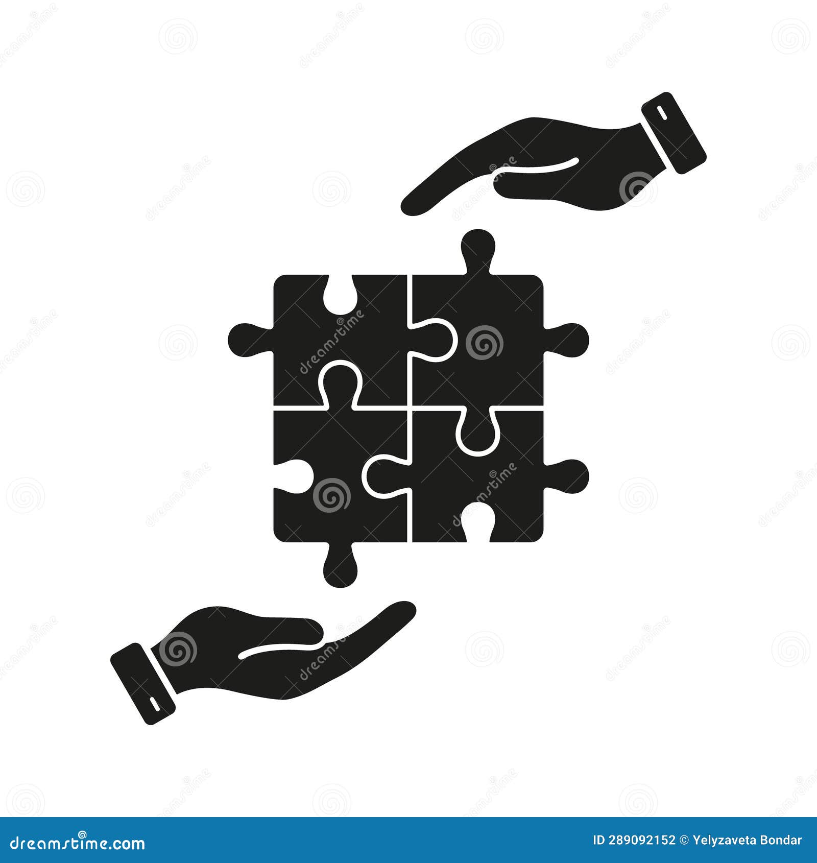 Human Hands and Puzzle Combination Solid Sign. Team Strategy, Problem ...
