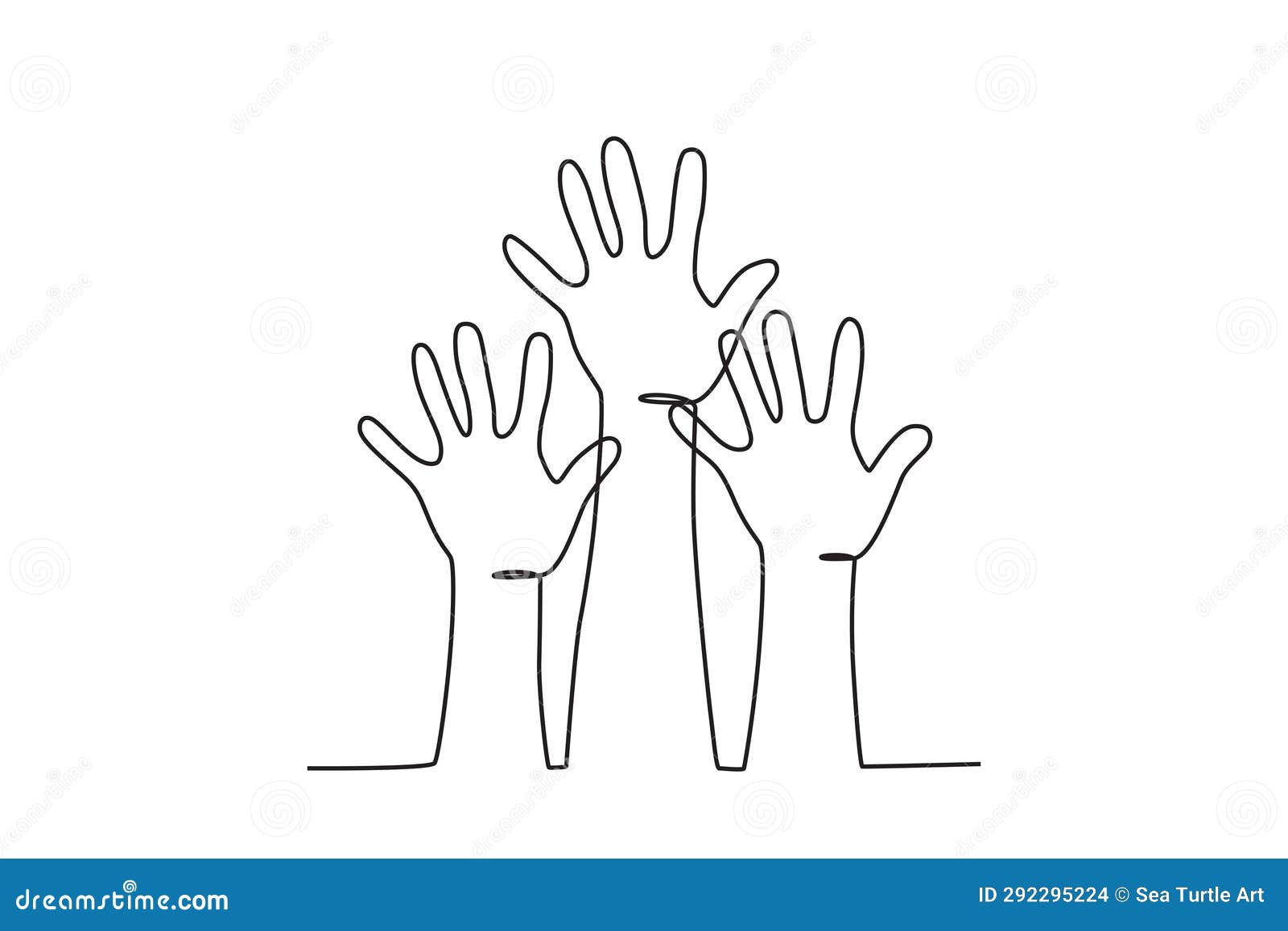 Human hands raised up stock illustration. Illustration of equality ...