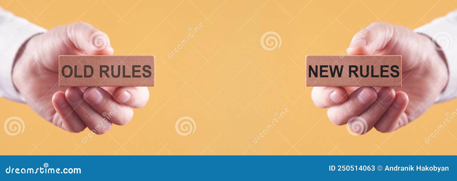 Human Hands Showing Old Rules and New Rules Text on Wooden Block Stock ...