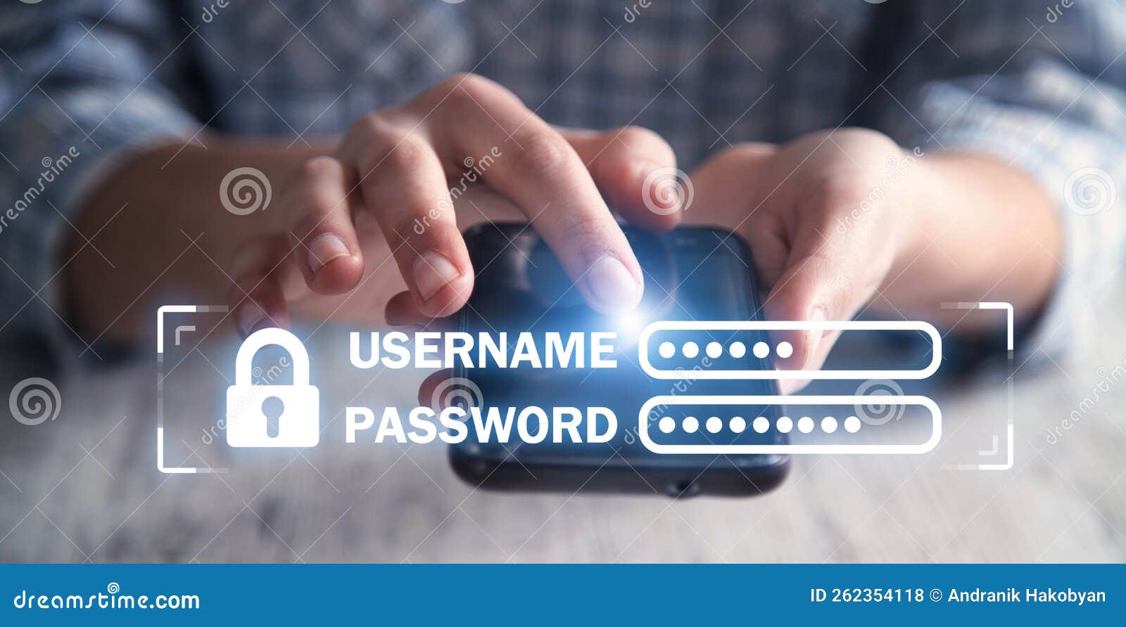 Human Hands Showing Username and Password on Smartphone Screen Stock ...