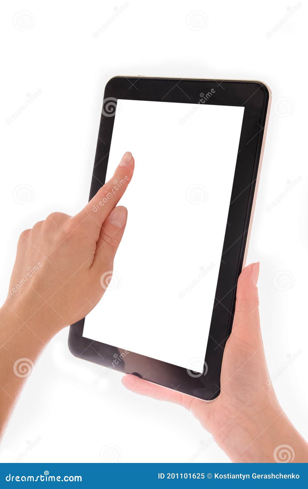 In Human Hands Tablet Computer Touch-screen Gadget with Isolated Stock ...