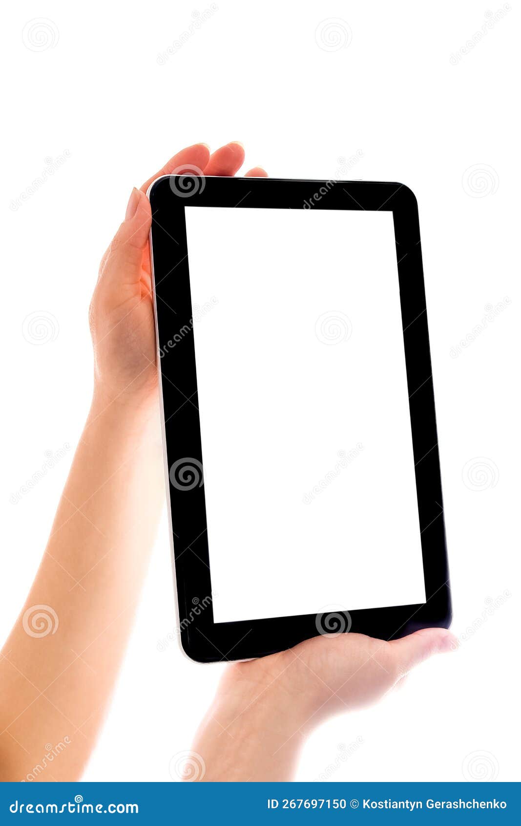 In Human Hands Tablet Computer Touch-screen Gadget with Isolated Stock ...