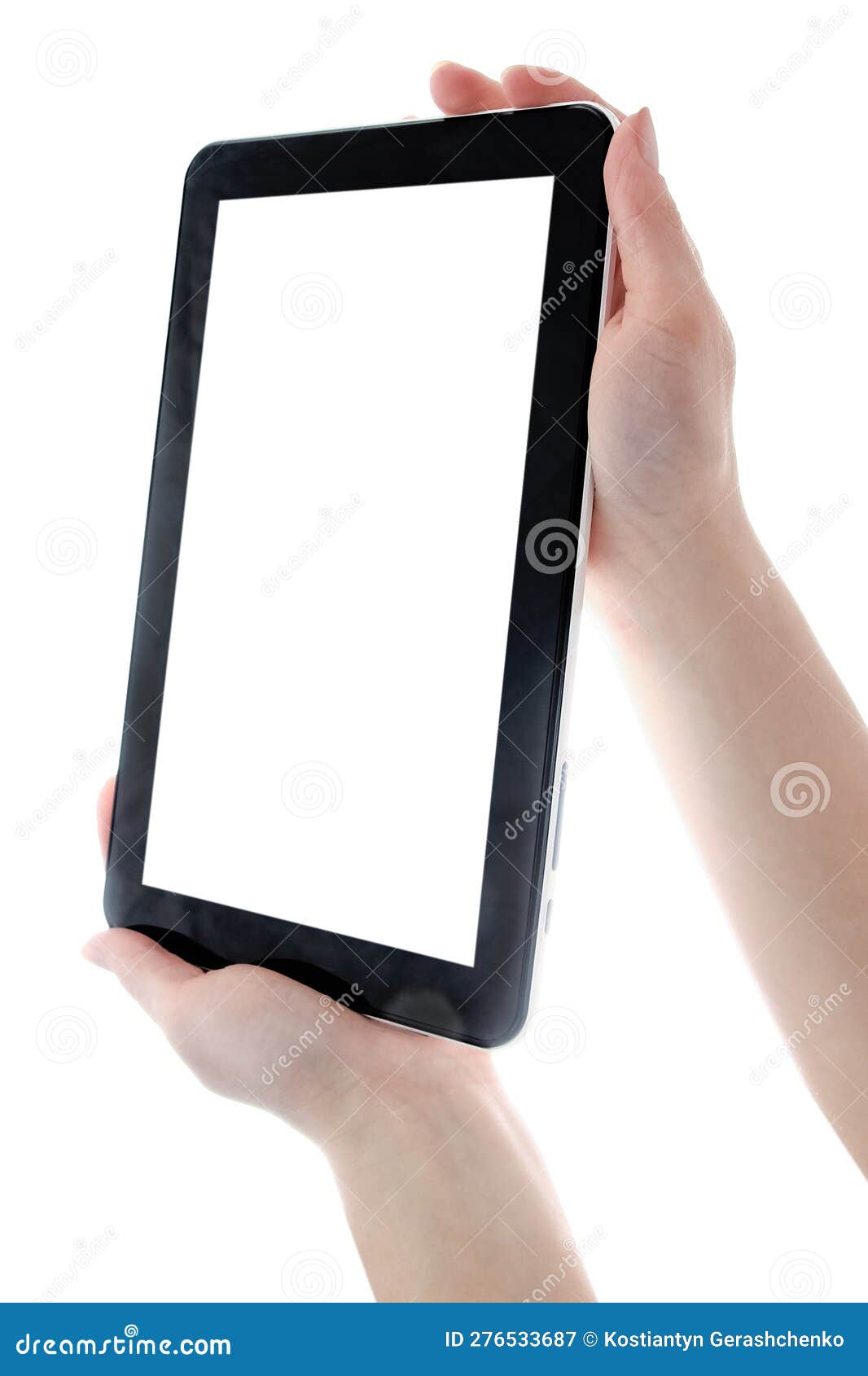 In Human Hands Tablet Computer Touch-screen Gadget with Isolated Stock ...