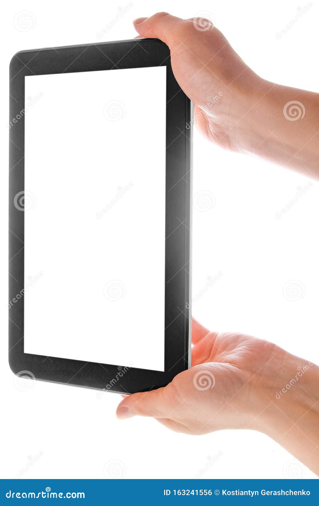In Human Hands Tablet Computer Touch-screen Gadget with Isolated Stock ...