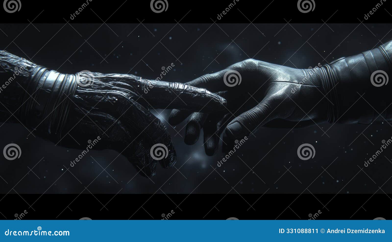 Human Hands Touching in Space with Fingers. NASA Provided Elements of ...