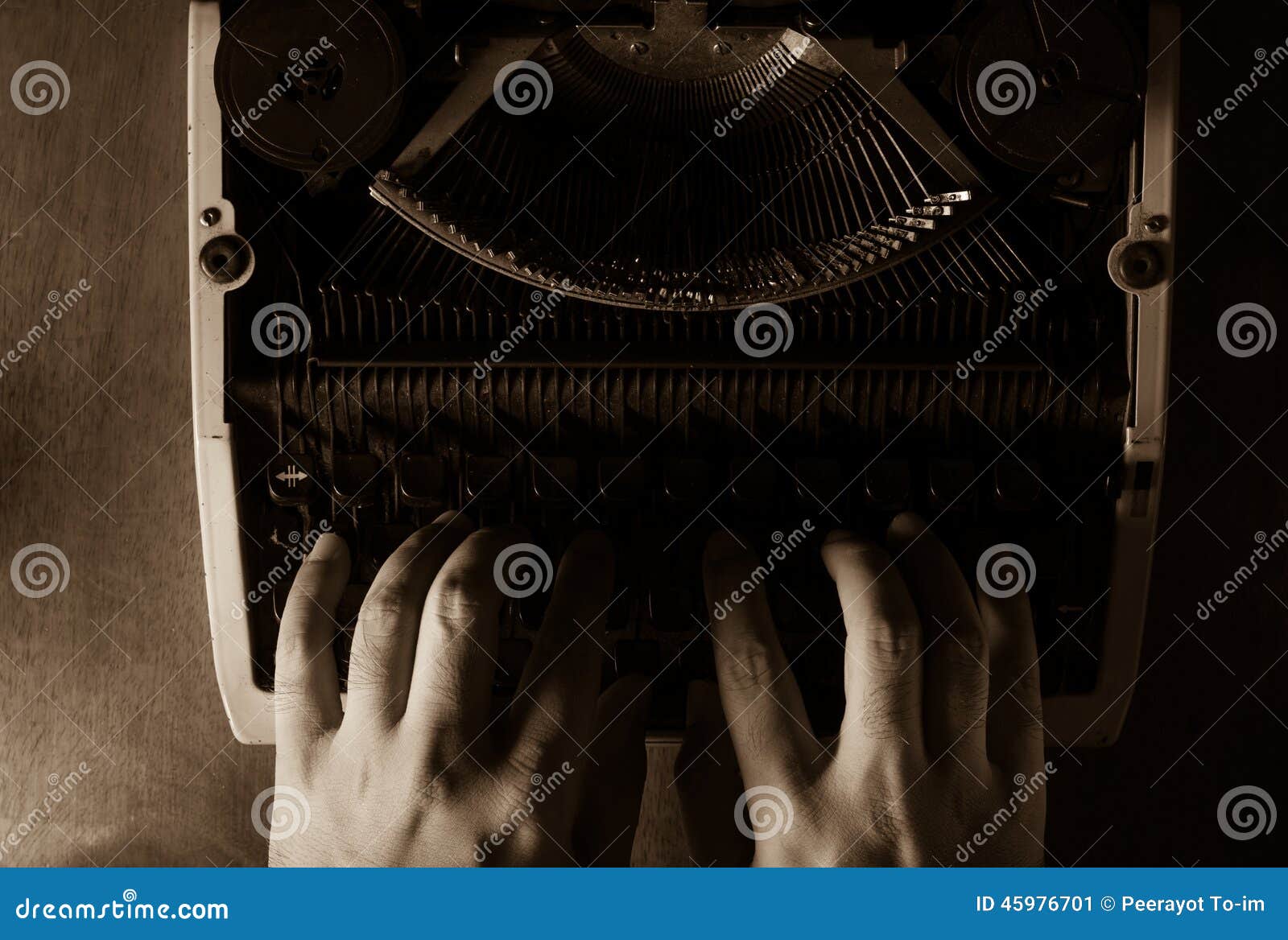 Human Hands Typing with Typewriter Stock Image - Image of business ...