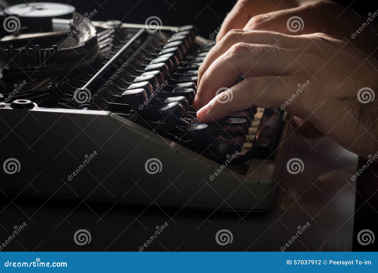 Human Hands Typing with Typewriter Stock Photo - Image of desktop ...