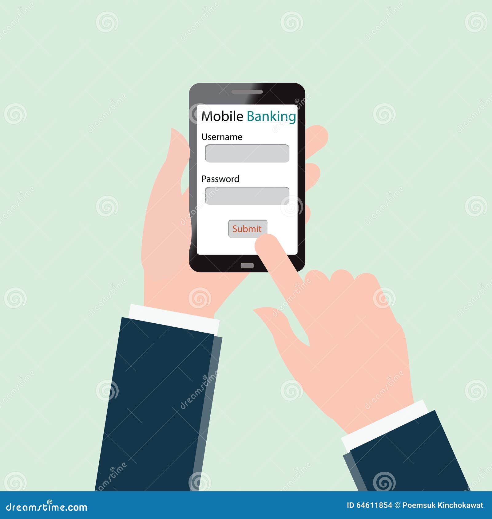Human Hands Using Mobile Banking on Smartphone. Stock Vector ...