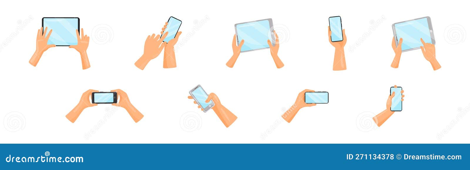 Human Hands Using Tablet PC and Smartphone Holding Gadget with ...