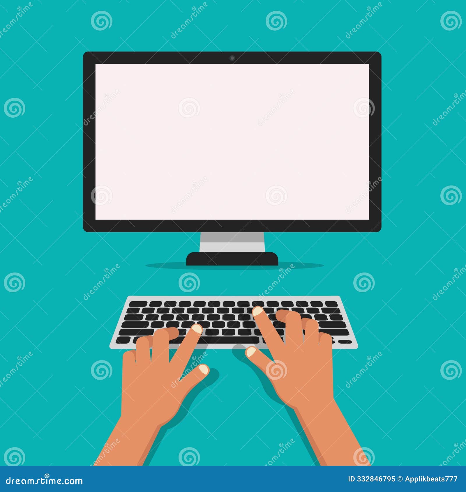 Human Hands Working on Computer Keyboard in a Flat Design Stock Vector ...