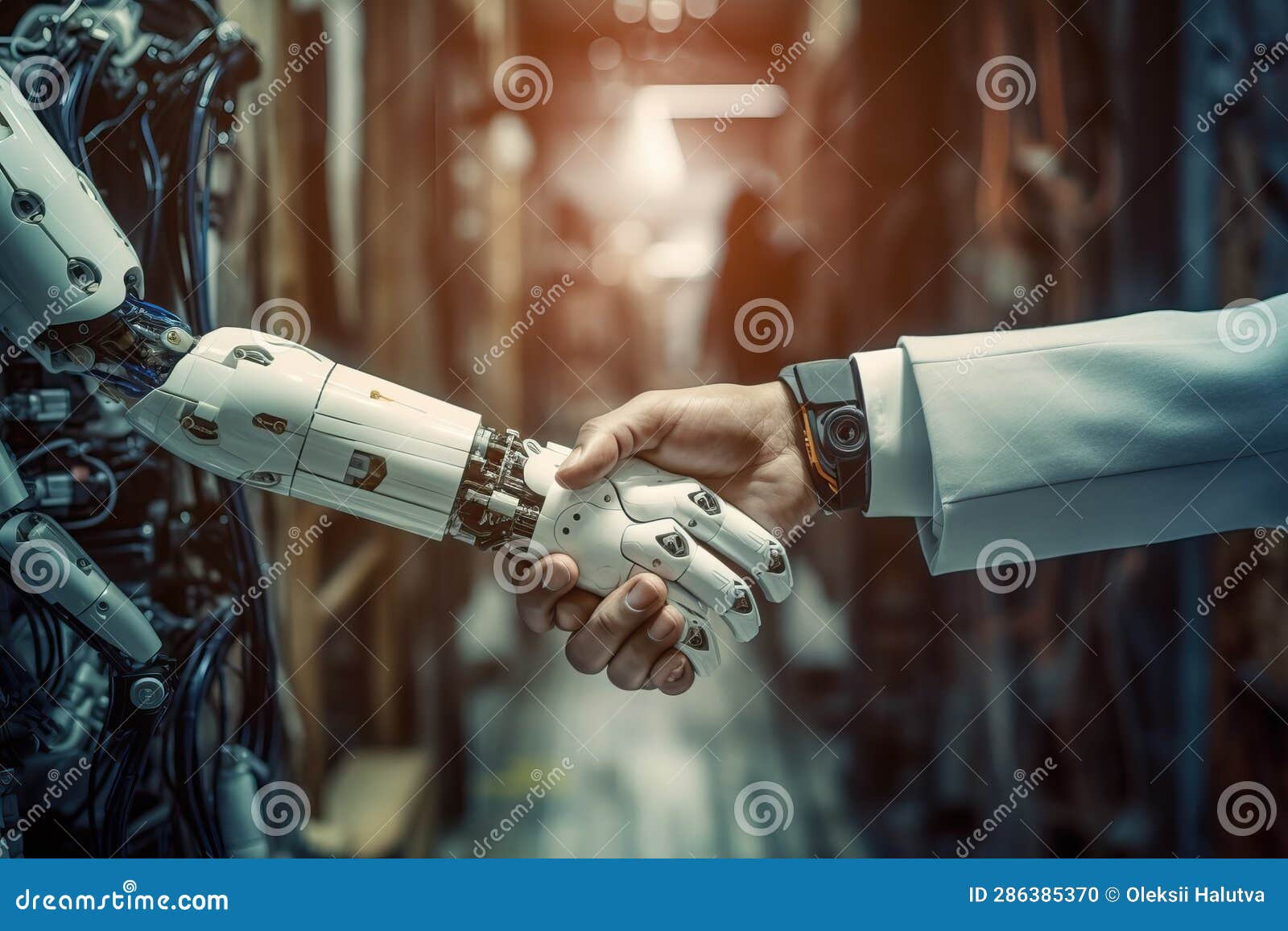The Human Handshake with Artificial Intelligence Stock Photo - Image of ...