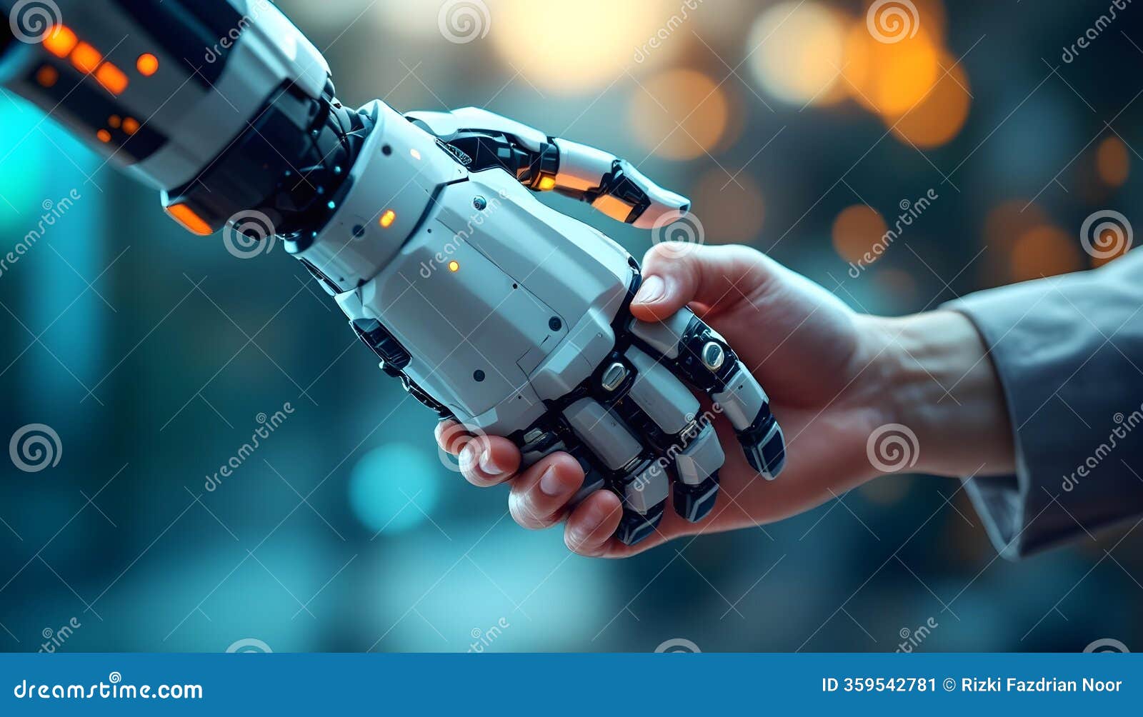 Human Handshaking Robot Hand Future Technology Image Stock Illustration ...