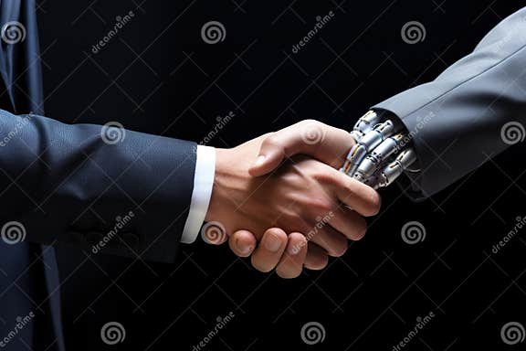 Human Handshaking with Robots AI Generated Stock Illustration ...