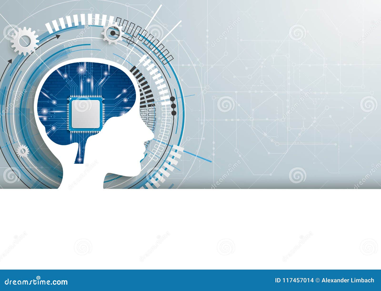 Human Head AI Microchip Brain AI Development Header Stock Vector ...